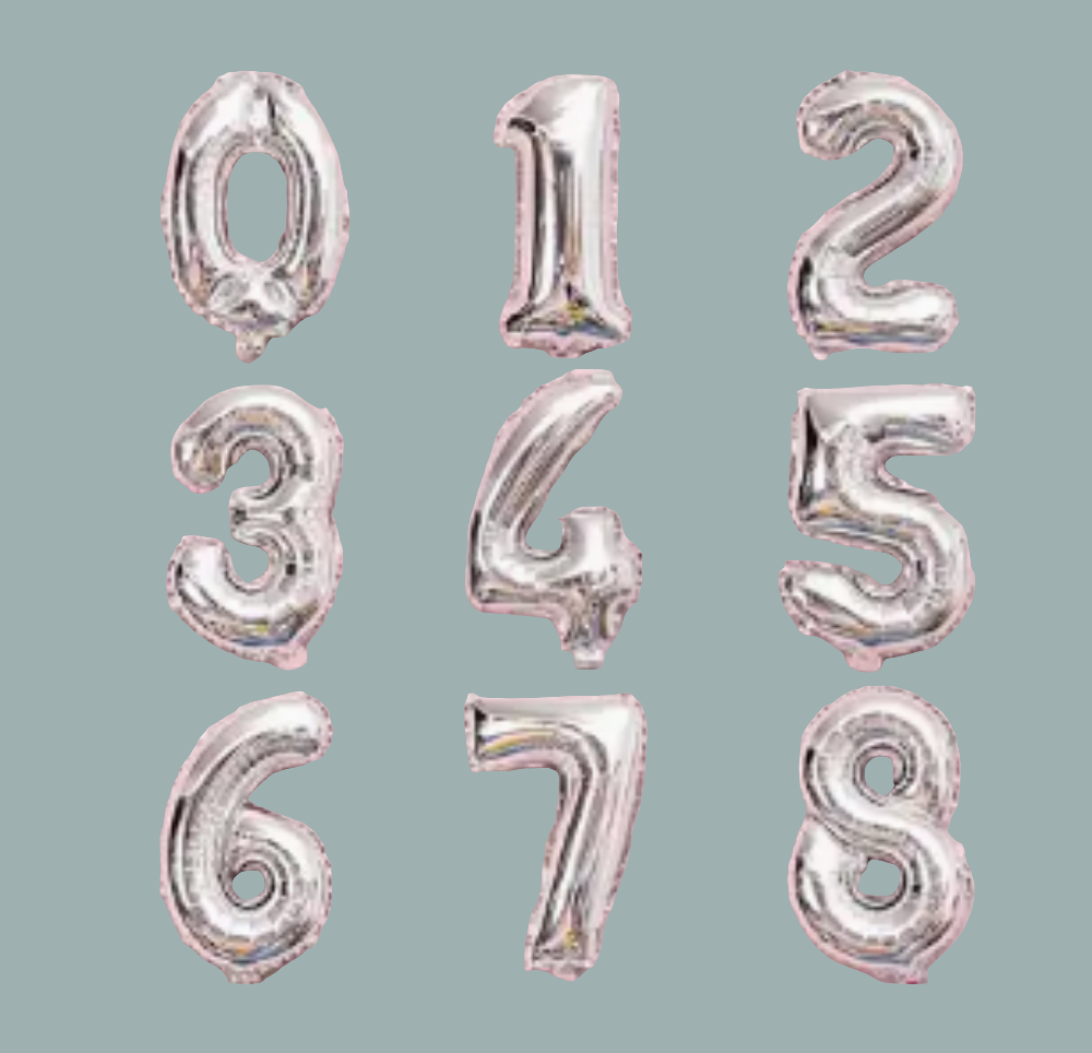 32 inch silver numbers – Balloons by "The Box"